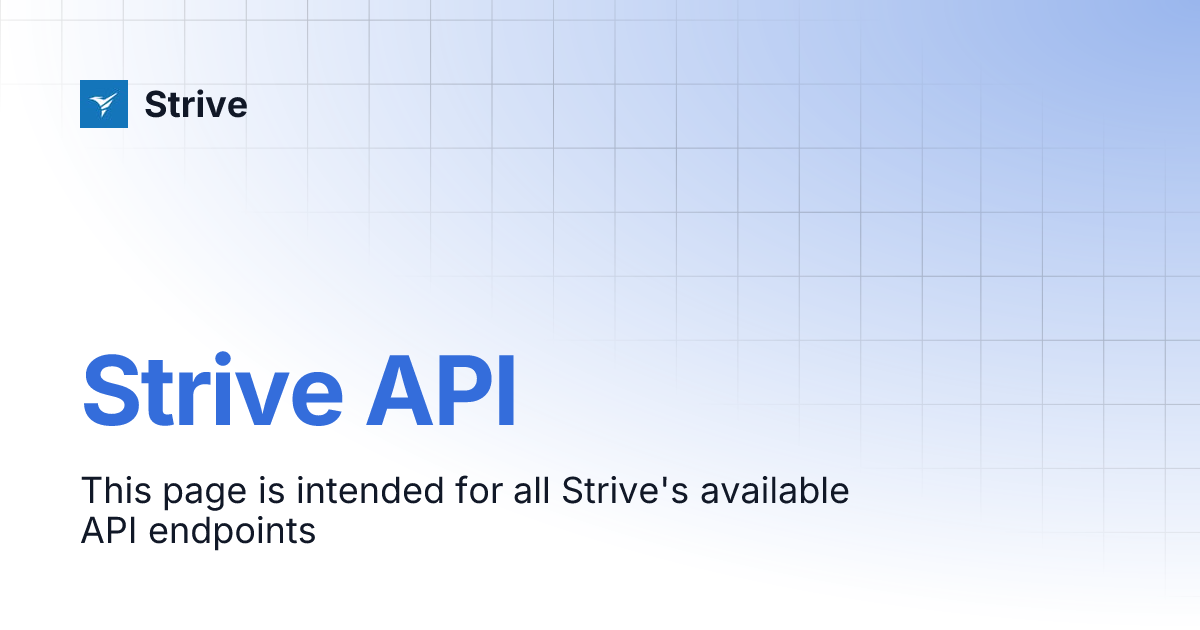Strive API | Strive